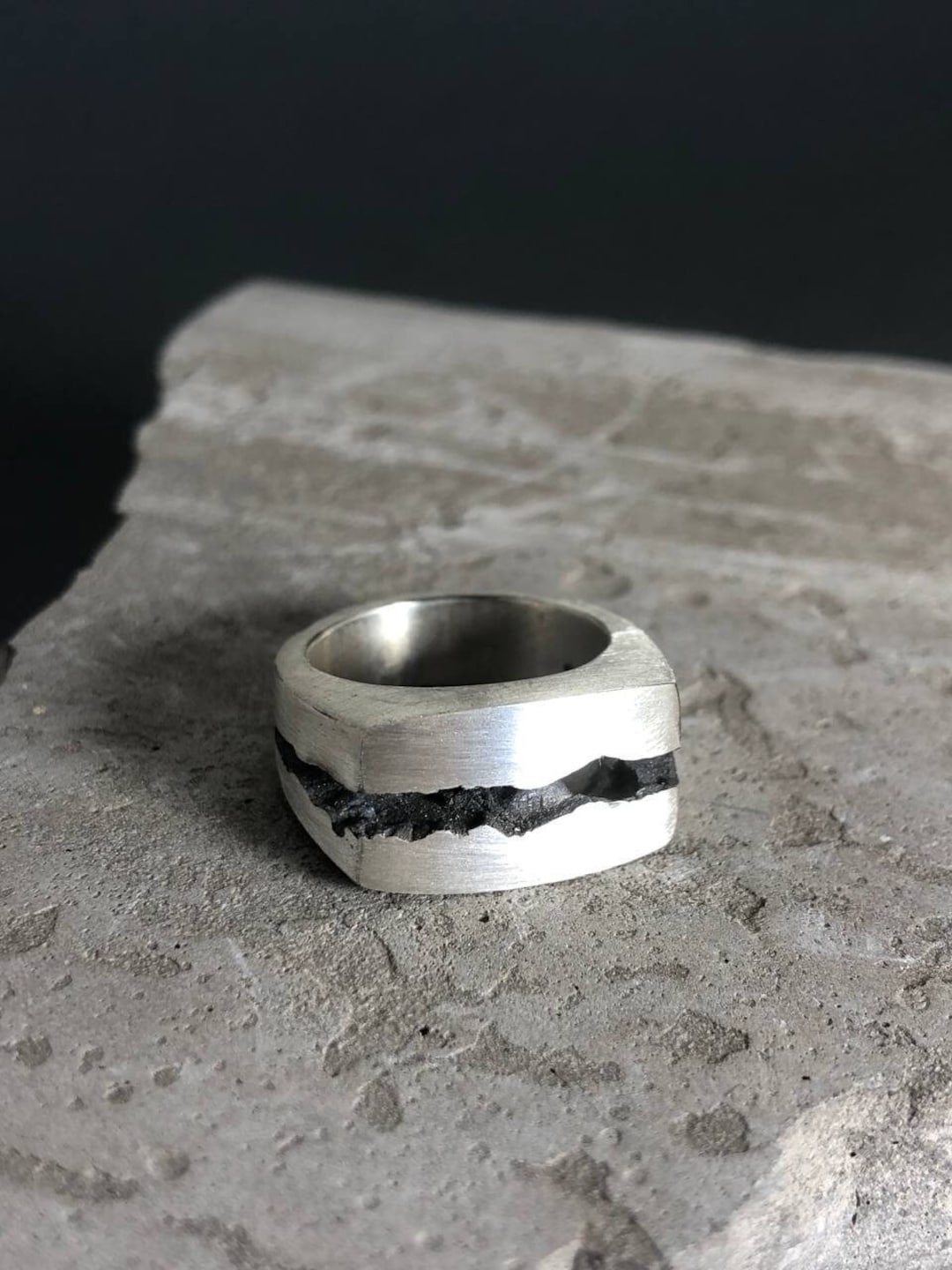 Ukrainian Silver Ring With a Dark Fault, Symbol of Ukrainian Ruins ...