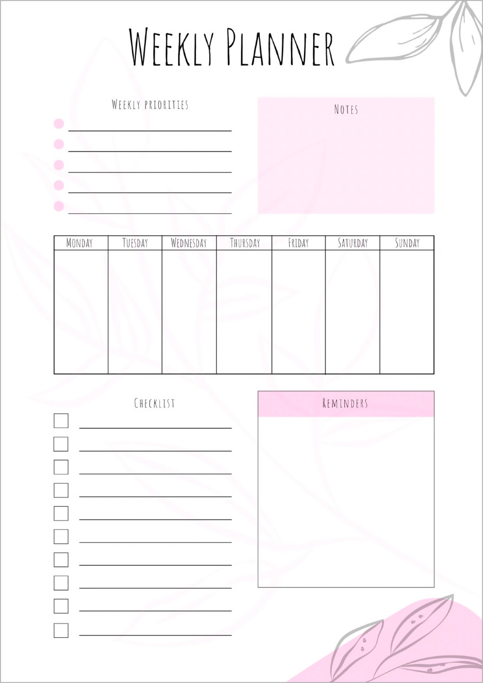 Printable and Fully Customizable Planner Pack - Daily, Weekly, Monthly ...