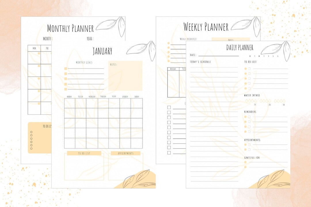 Printable and Fully Customizable Planner Pack - Daily, Weekly, Monthly ...