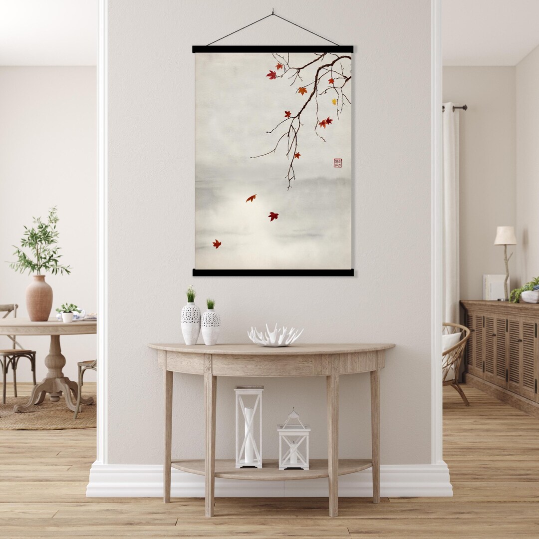 Japanese Maple Leaves Wall Art Printable, Neutral Colors Oriental Feng ...