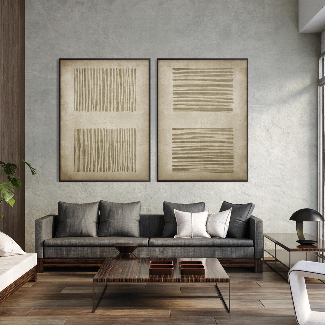 Set of Two Wabi Sabi Abstract Lines Printable, Symmetrical Instant ...