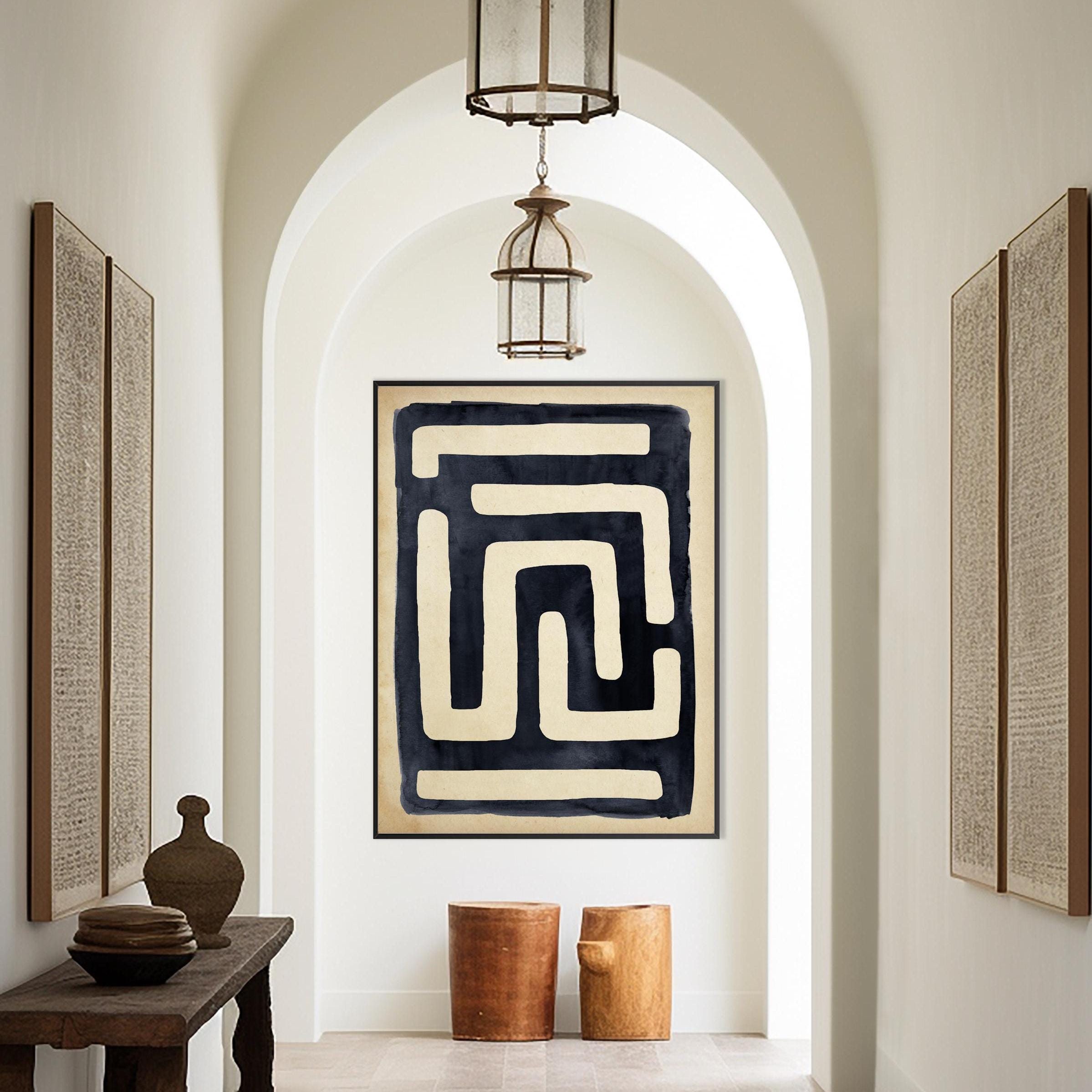 African Style Art Printable, Ethnic Tribal Black Beige Wall Tribal ...