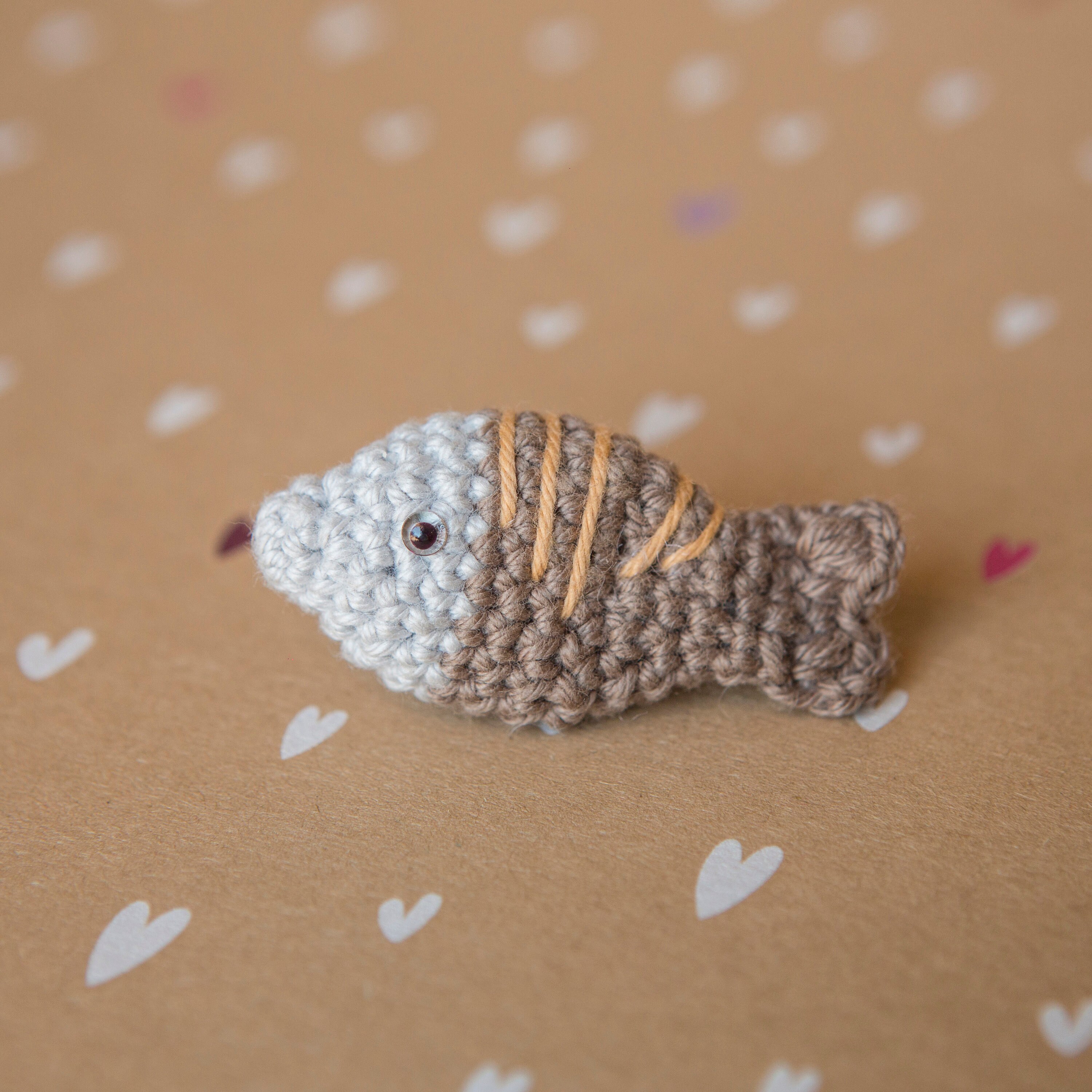 Crochet Brooch, Miniature Amigurumi Fish, Little Crochet Brooch, Cotton ...