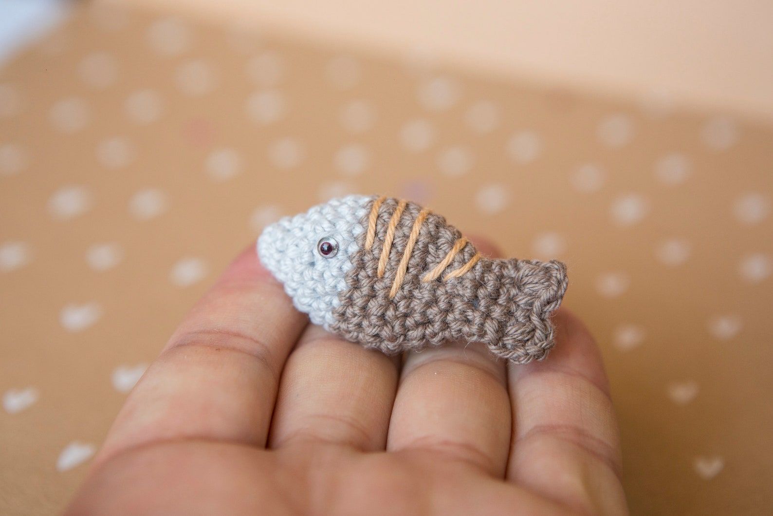 Crochet Brooch, Miniature Amigurumi Fish, Little Crochet Brooch, Cotton ...