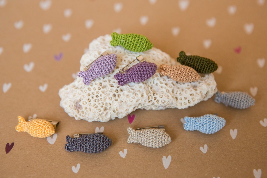 Crochet Tiny Fish Pin, Miniature Amigurumi Fish, Crochet Brooch, Cotton ...