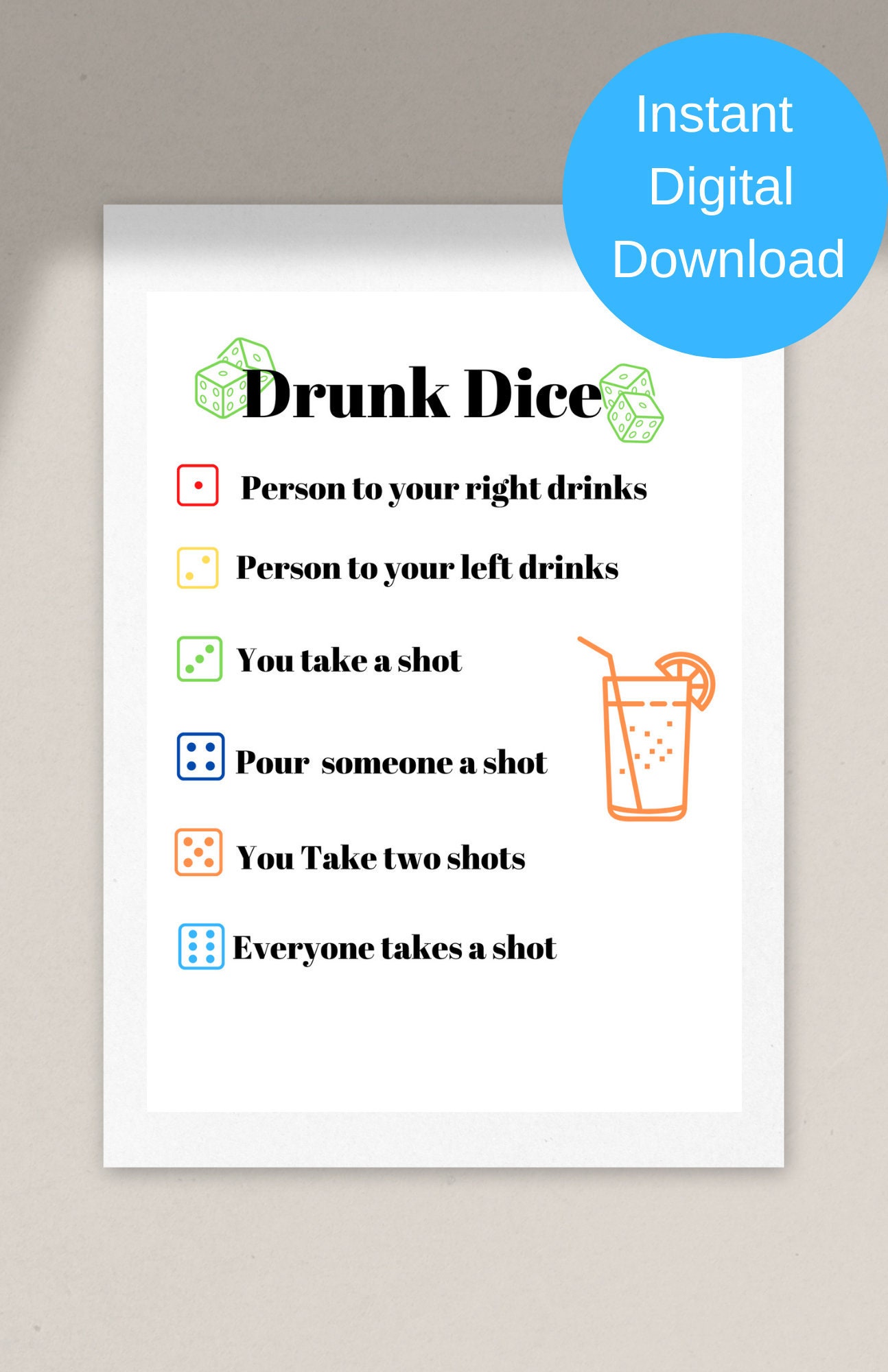 Drunk Dice Adult Drinking Game Bachelorette Party Games Etsy