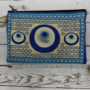Turkish Evil Eye Coin Purse, Evil Eye Accessories, Blue Bohemian Evil ...