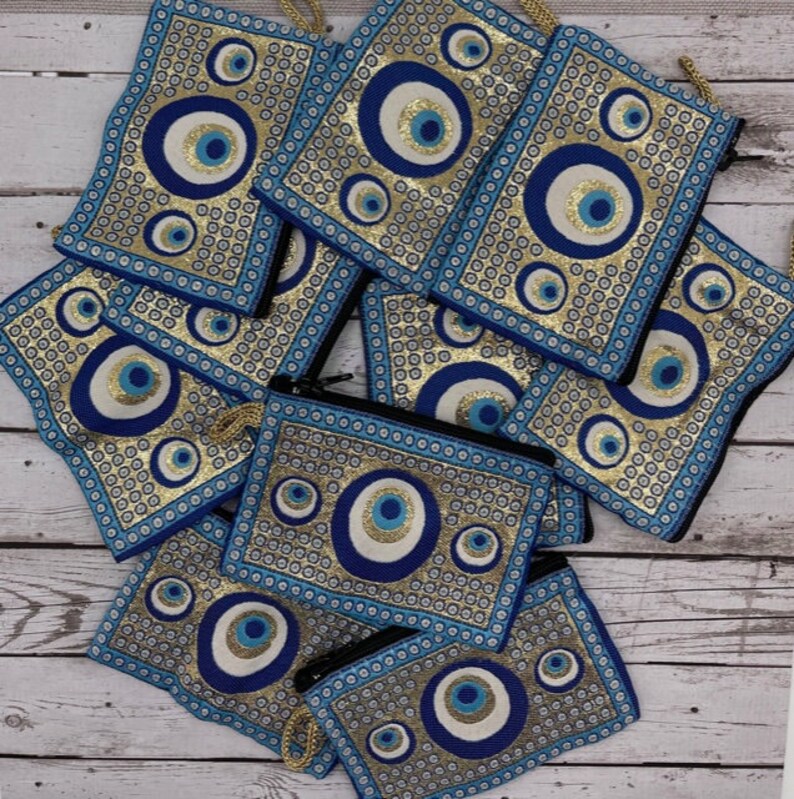 Turkish Evil Eye Coin Purse Evil Eye Accessories Blue | Etsy