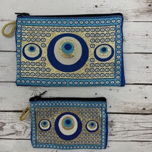Turkish Evil Eye Coin Purse, Evil Eye Accessories, Blue Bohemian Evil ...