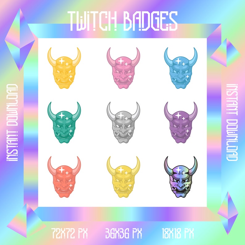 Oni Mask Twitch Emotes Demon Orc Ogre Troll Japon Kawaii | Etsy