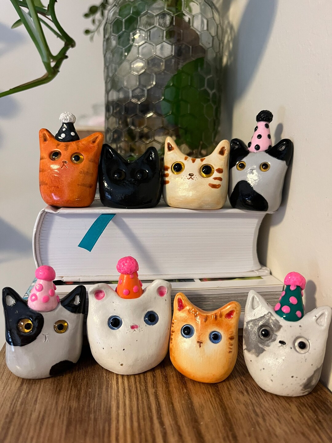 Clay Cat Buddies/cute Desk Decor/cat Office Decor/cat Lover Gift ...