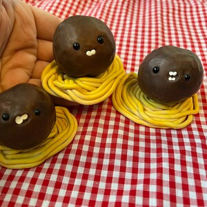 Happy Spaghetti Friends/polymer Clay Meatballs/desk Buddies/cute ...