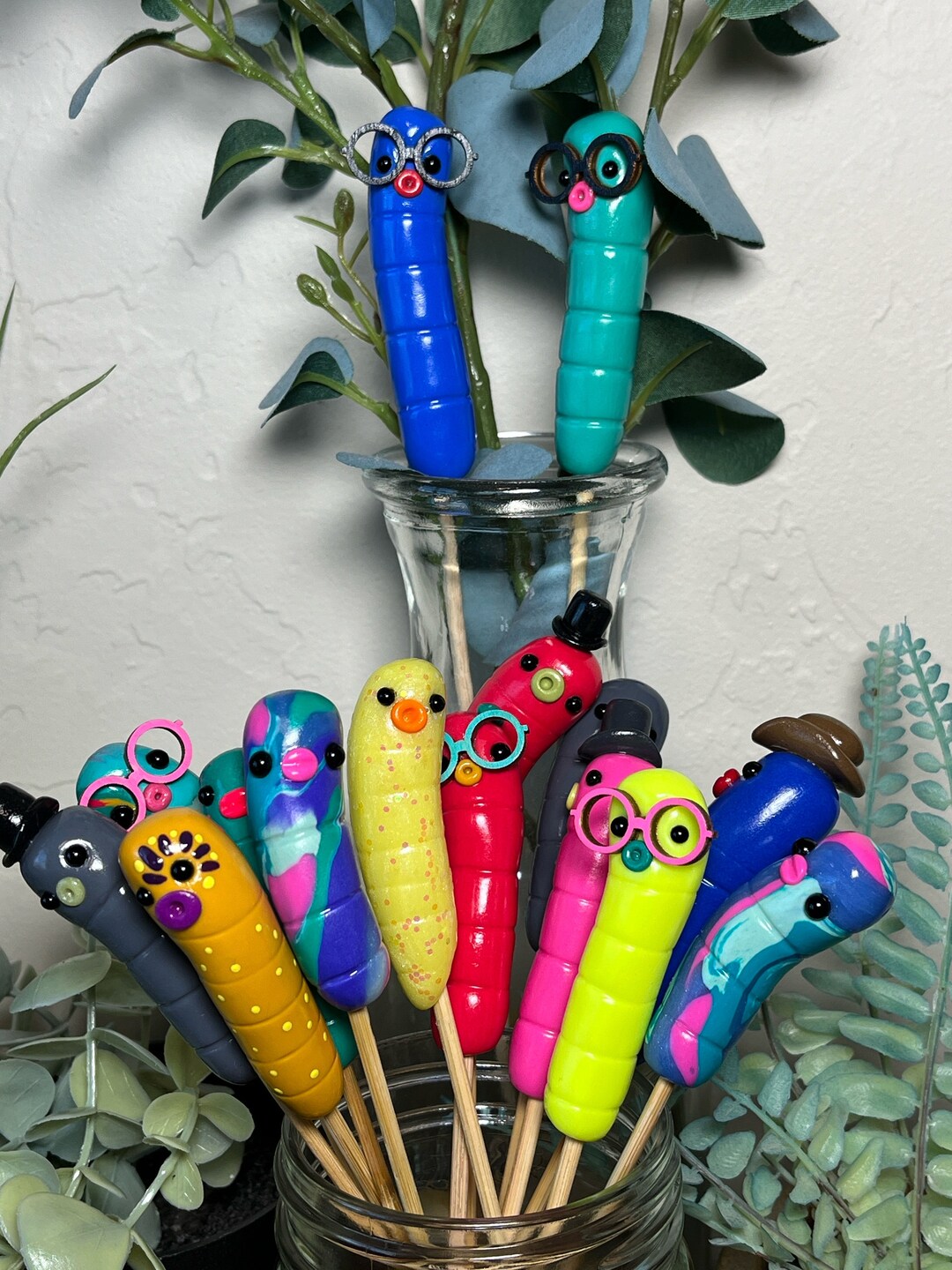 Cute Worm Plant Stakes, Funny Worms Garden Decor, Plant Friends - Etsy