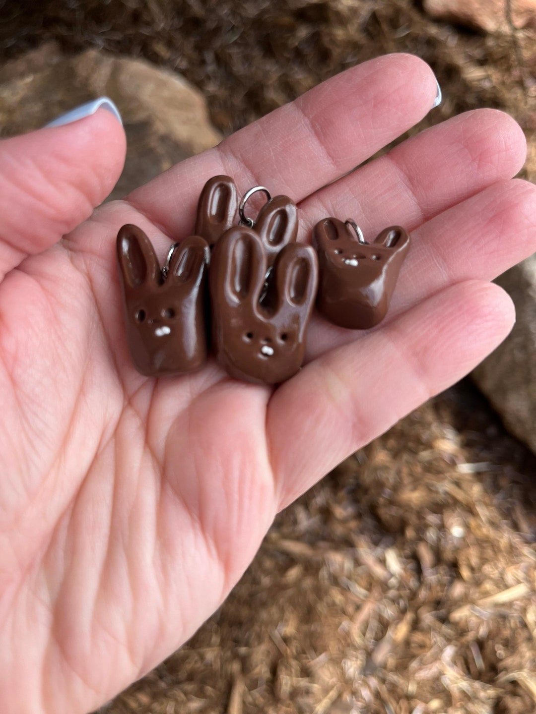 Chocolate Bunny Charms/handmade Rabbit Charms/chocolate Bunny Stitch ...