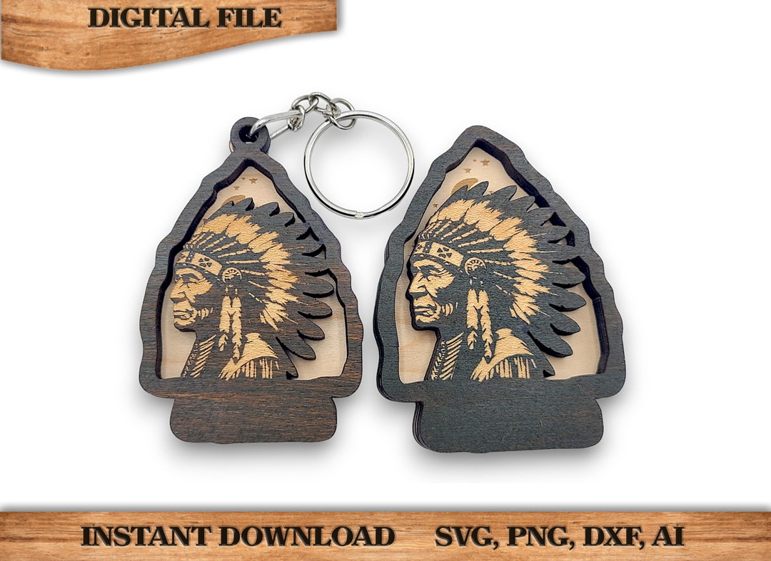 2 Layer Chief Arrowhead Keychain and Magnet Craft Gift Souvenir SVG ...