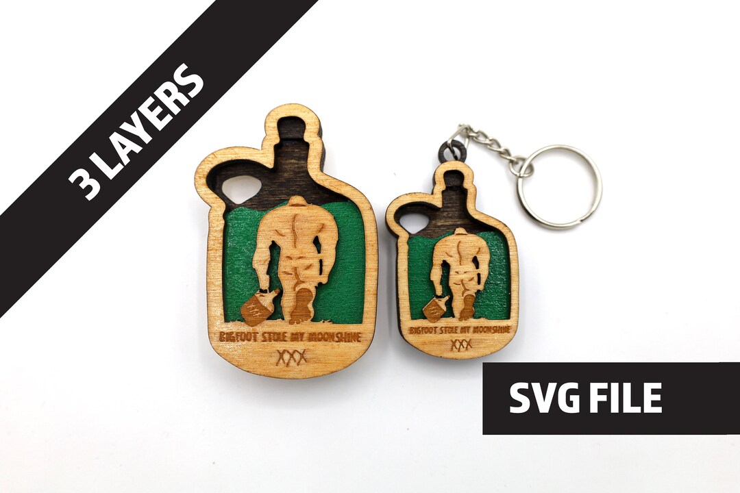 Multi Layered Bigfoot Moonshine Jug Magnet and Keychain Files DIY ...