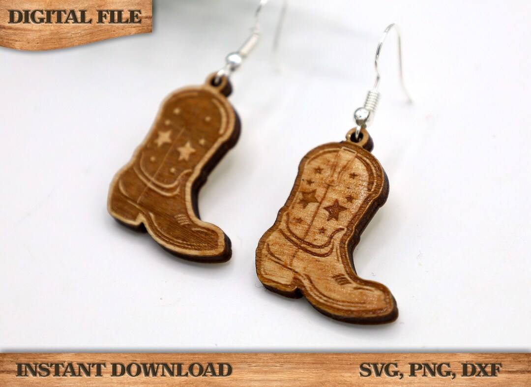 Boot Themed Earring SVG, PNG, Dxf Digital File Instant Download - Etsy