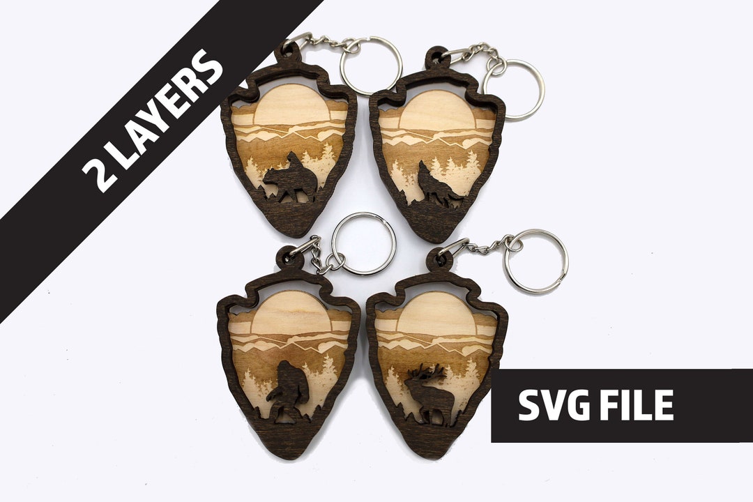 DIY 2 Layer Arrowhead Animal Keychain Bundle Craft SVG, Png, Dxf File ...