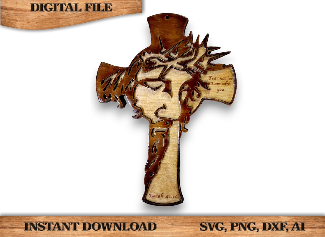 DIY 2 Layer Wooden Jesus Cross SVG, PNG, Dxf, Ai File Design Instant ...