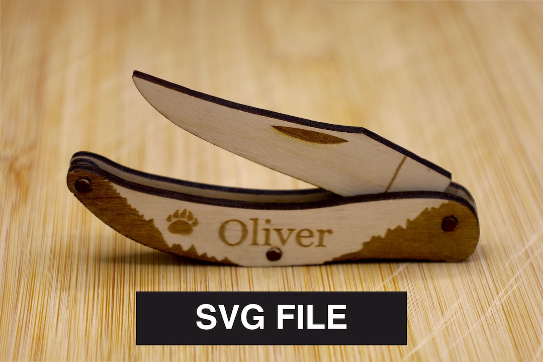 Custimizable Wooden Folding Pocket Knife SVG, DXF Laser File for DIY ...