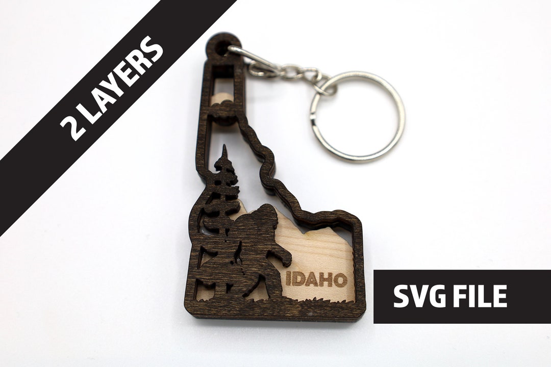 DIY 2 Layer Idaho State Bigfoot Keychain Craft SVG, DXF File Instant ...