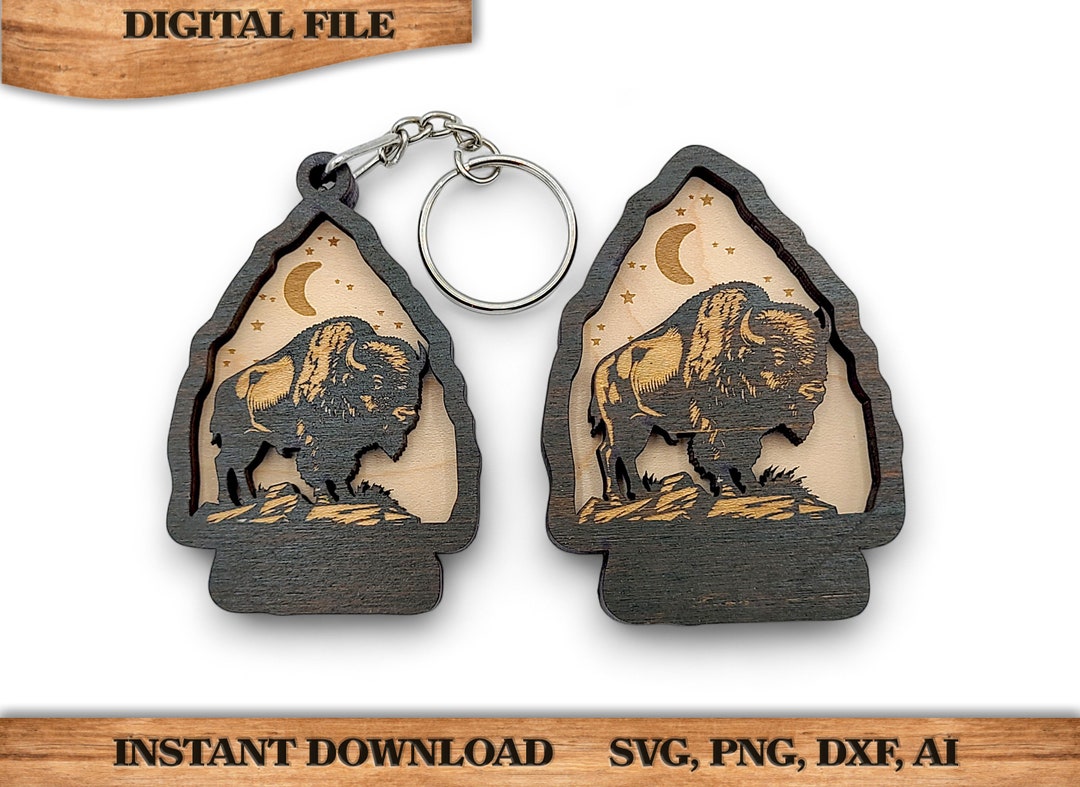2 Layer Buffalo Arrowhead Keychain and Magnet Craft SVG, Png, Dxf File ...