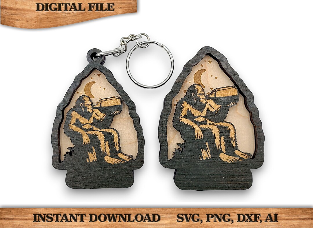 2 Layer Bigfoot Arrowhead Moonshine Keychain and Magnet Craft SVG, Png ...