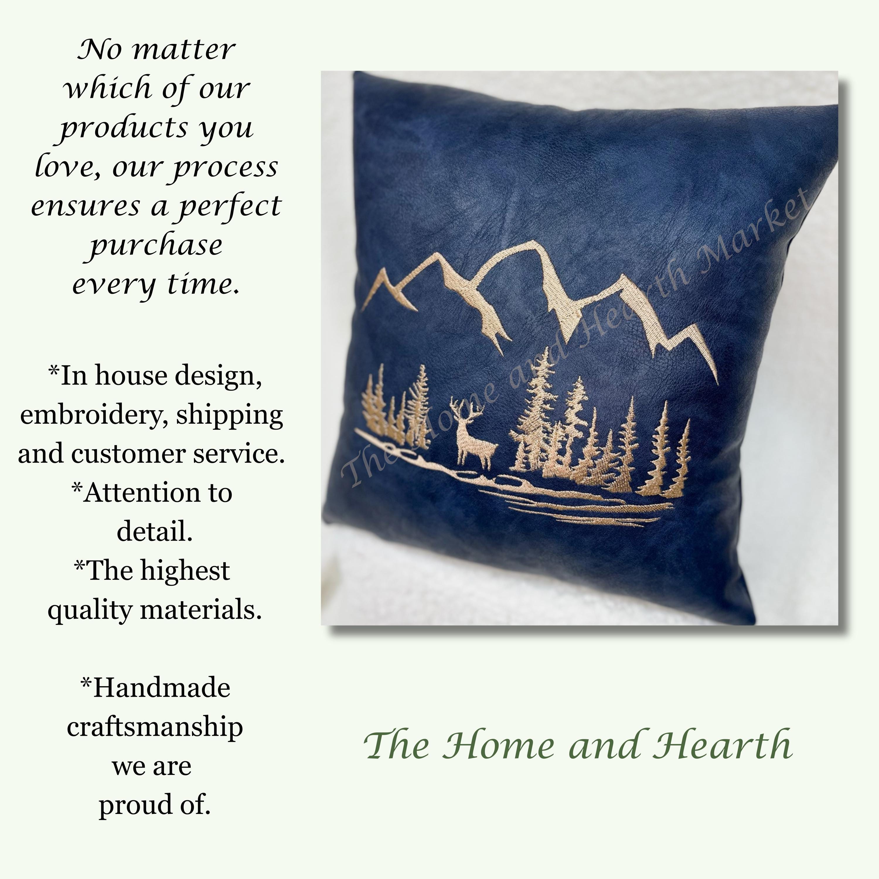 NEW COLOR, Leather Deer Pillow, Lodge Pillow, Rental Cabin Décor, Small ...