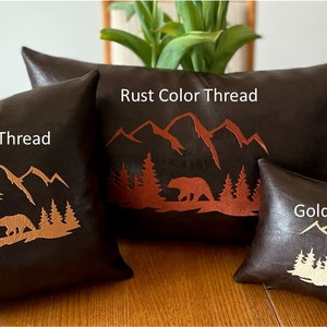 NEW COLOR, Leather Deer Pillow, Lodge Pillow, Rental Cabin Décor, Small ...