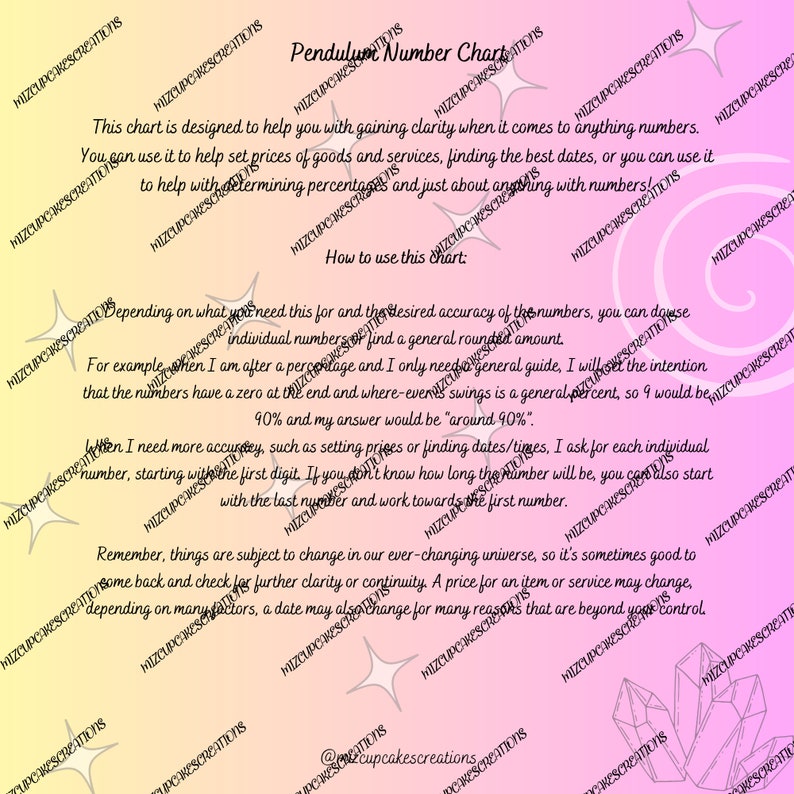 Pendulum Chart Set of 2 Digital Download - Etsy