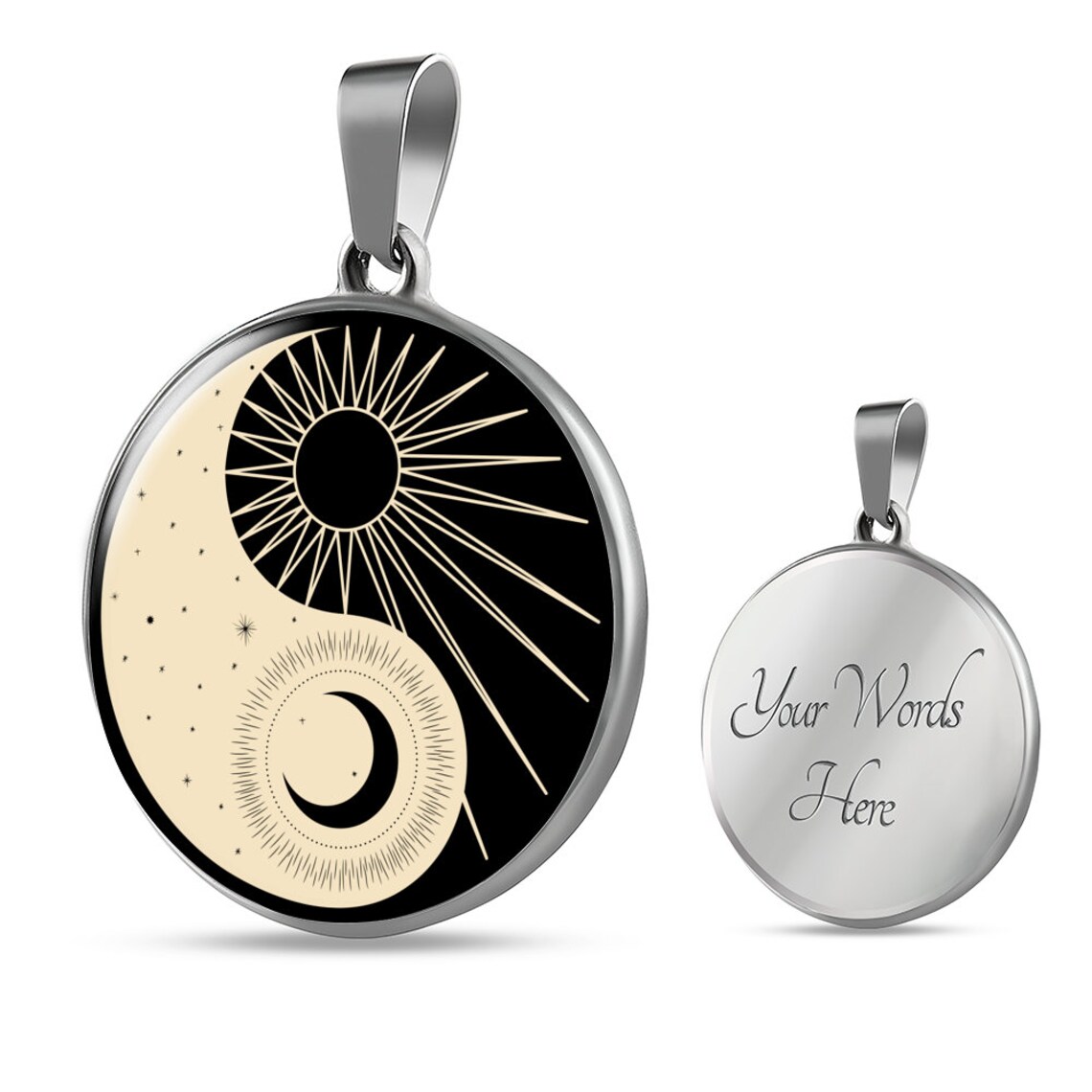 Yin Yang Necklace Ying Yang Personalized Pendant Custom Yin - Etsy