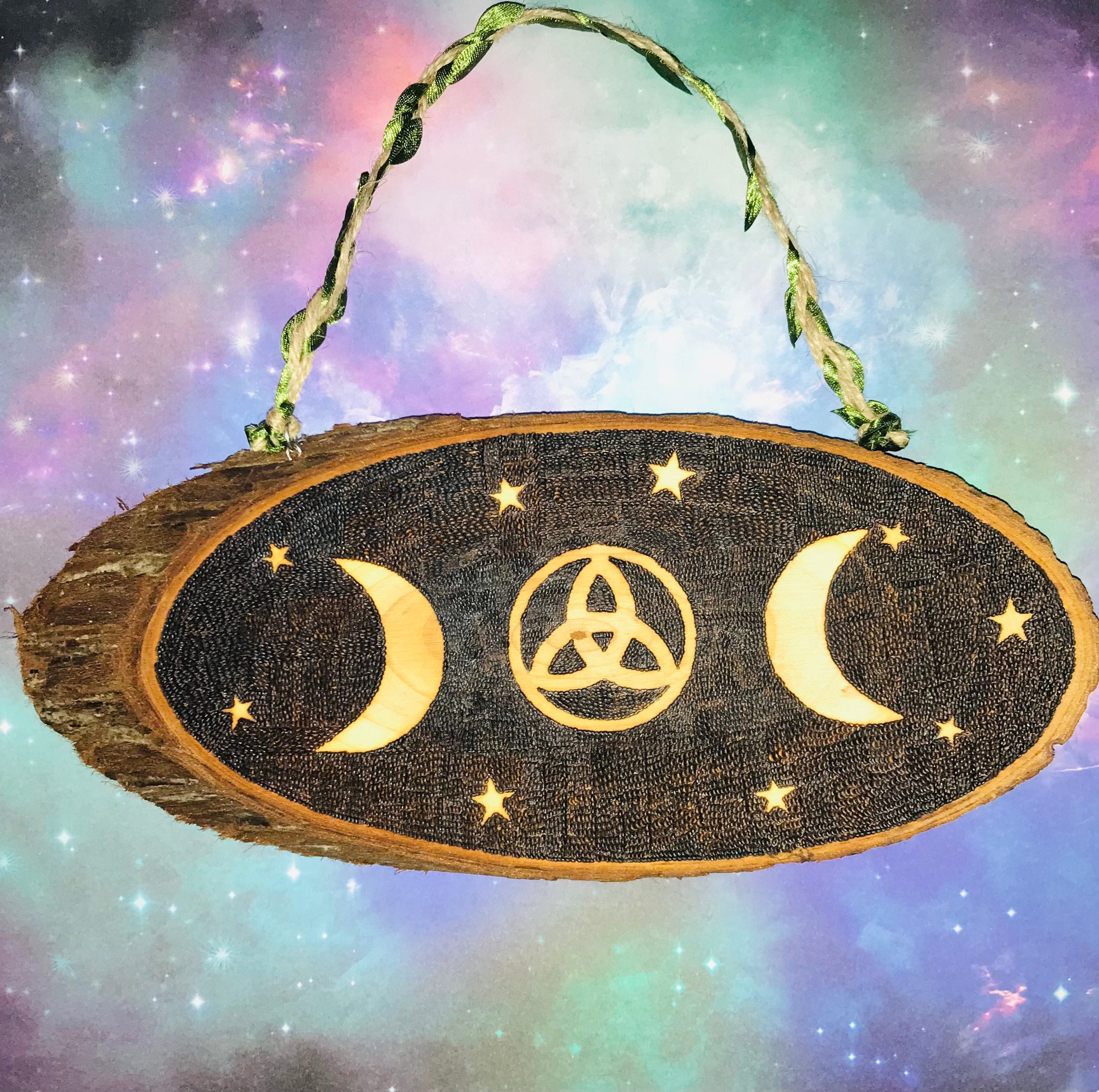 Hand Burned Wood Pyrography Celtic Triple Moon; Moon Phases - Etsy