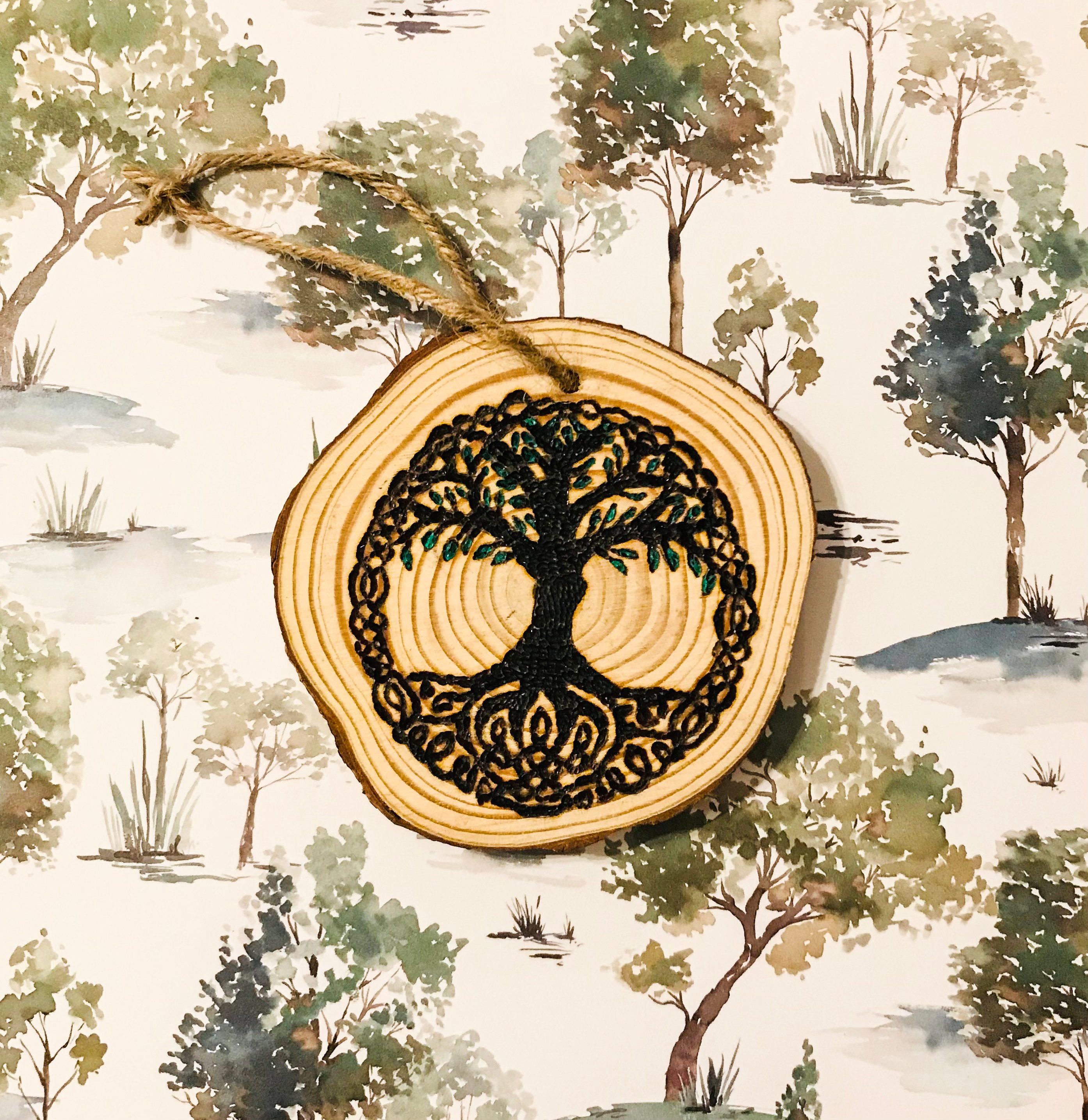 Hand Burned Wood Pyrography Celtic Tree of Life Live Edge Sign ...