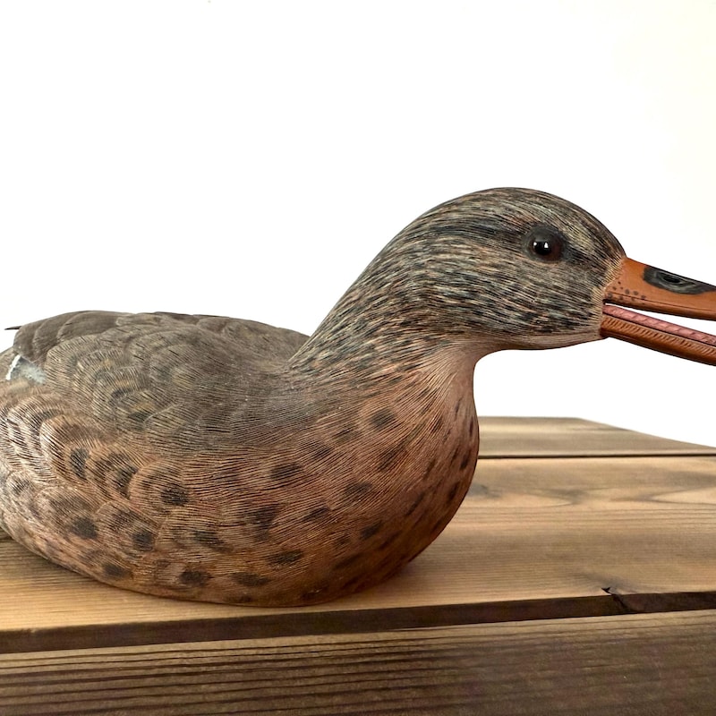 Wood Duck Carved Hen Sculpture - Etsy