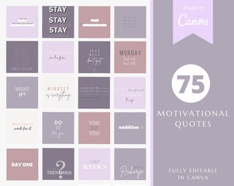 365 Days Motivational Quotes Purple Fully Editable Canva Theme, Instant ...