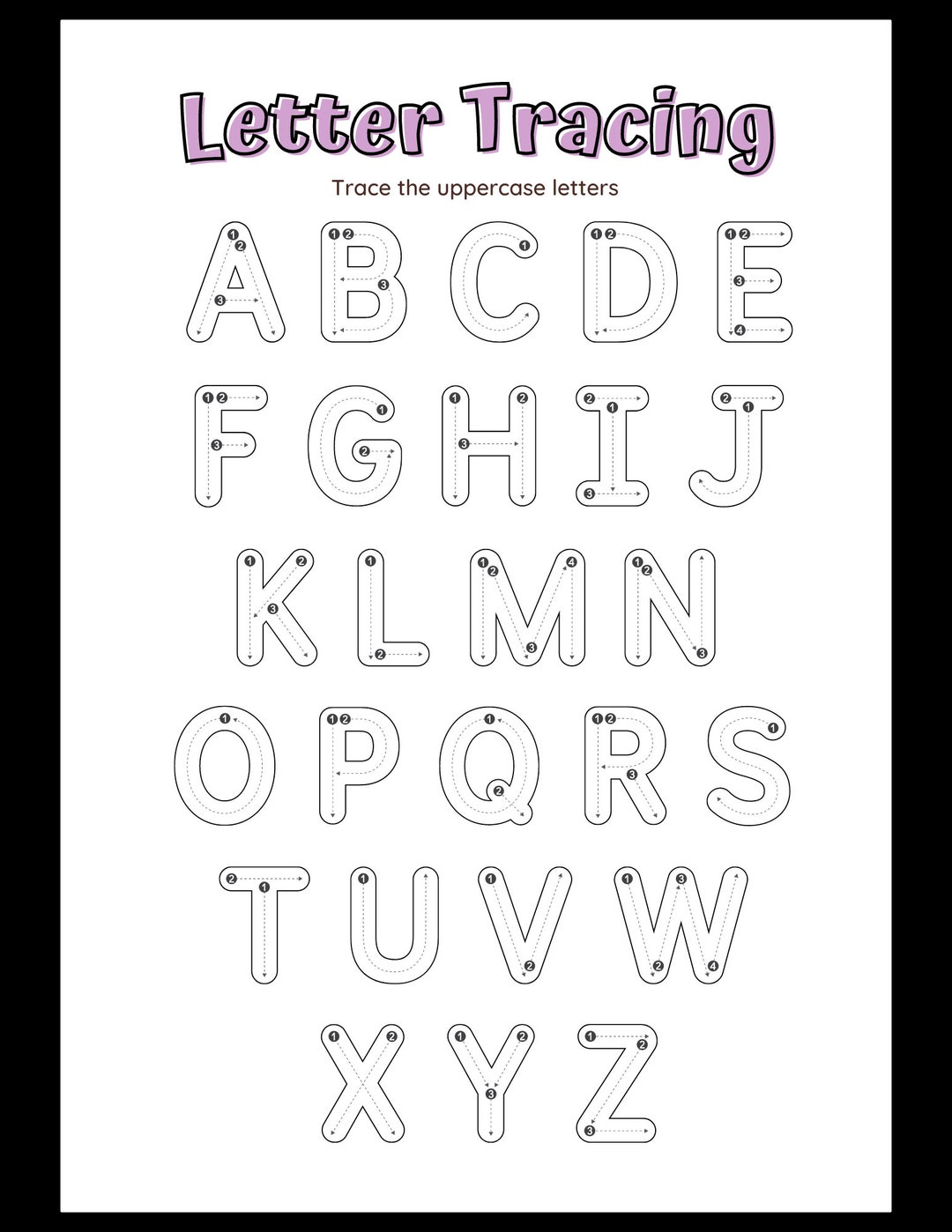 Printable Uppercase Letter Tracing - Etsy