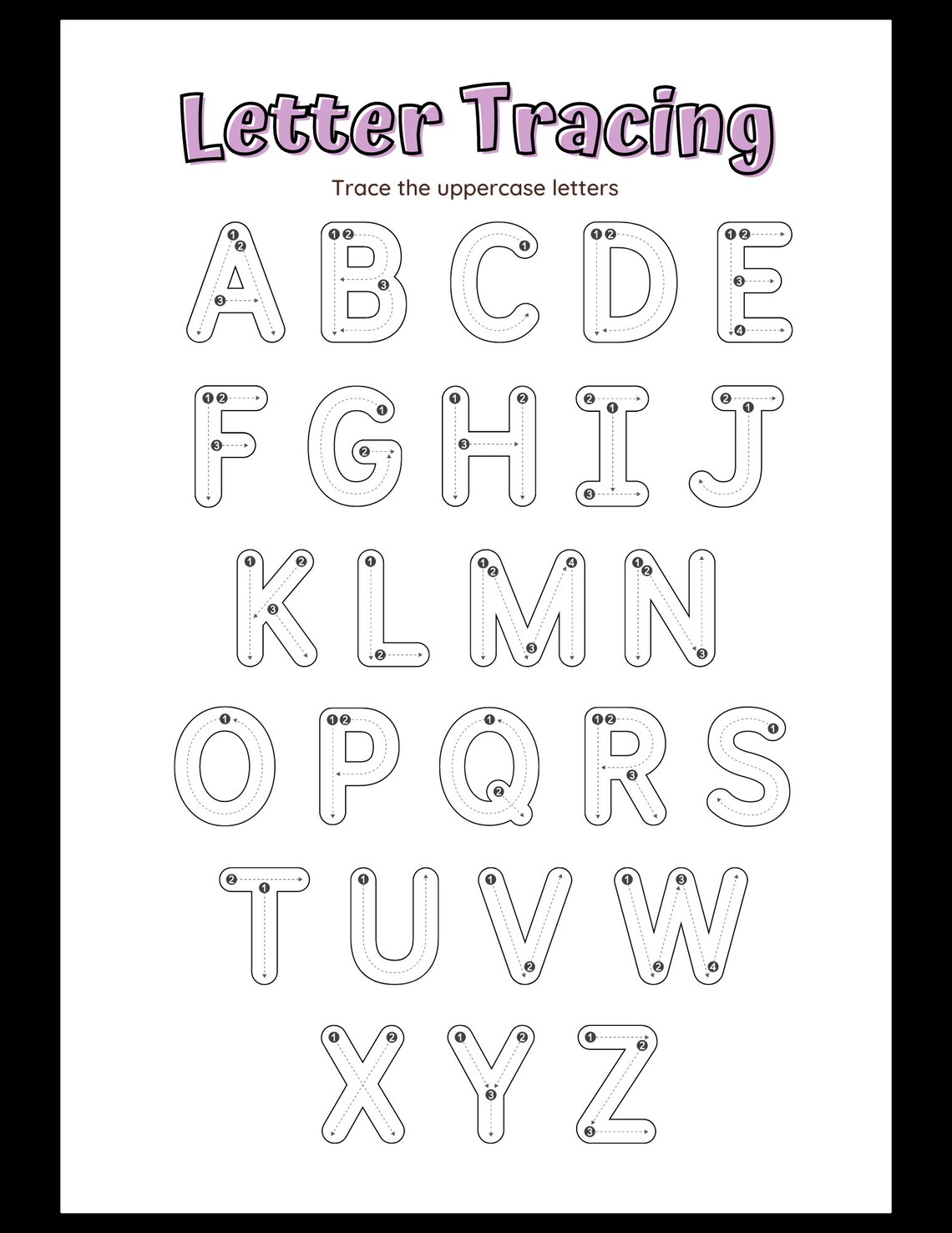 Printable Uppercase Letter Tracing - Etsy