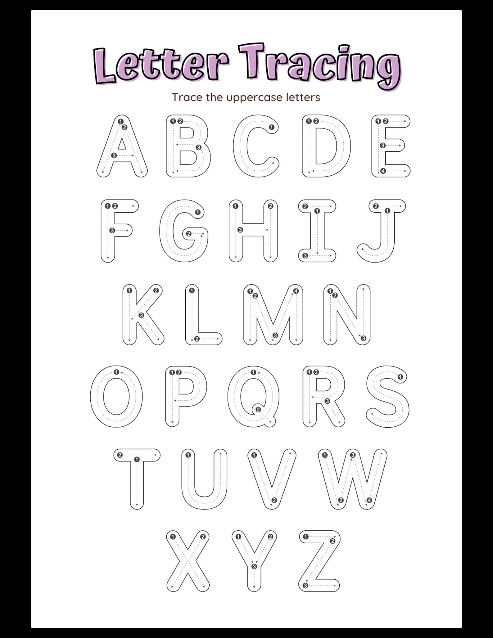 Printable Uppercase Letter Tracing - Etsy