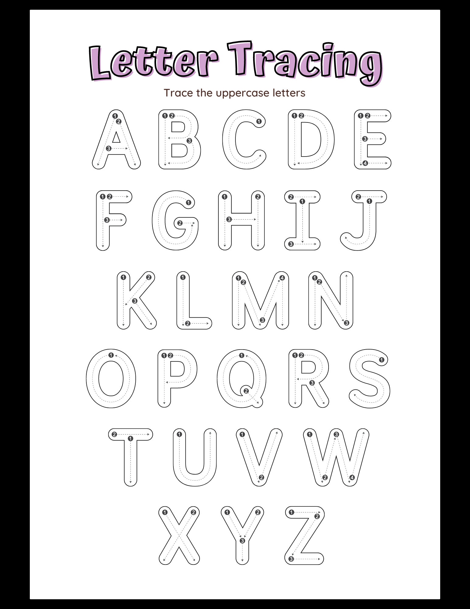 Printable Uppercase Letter Tracing - Etsy