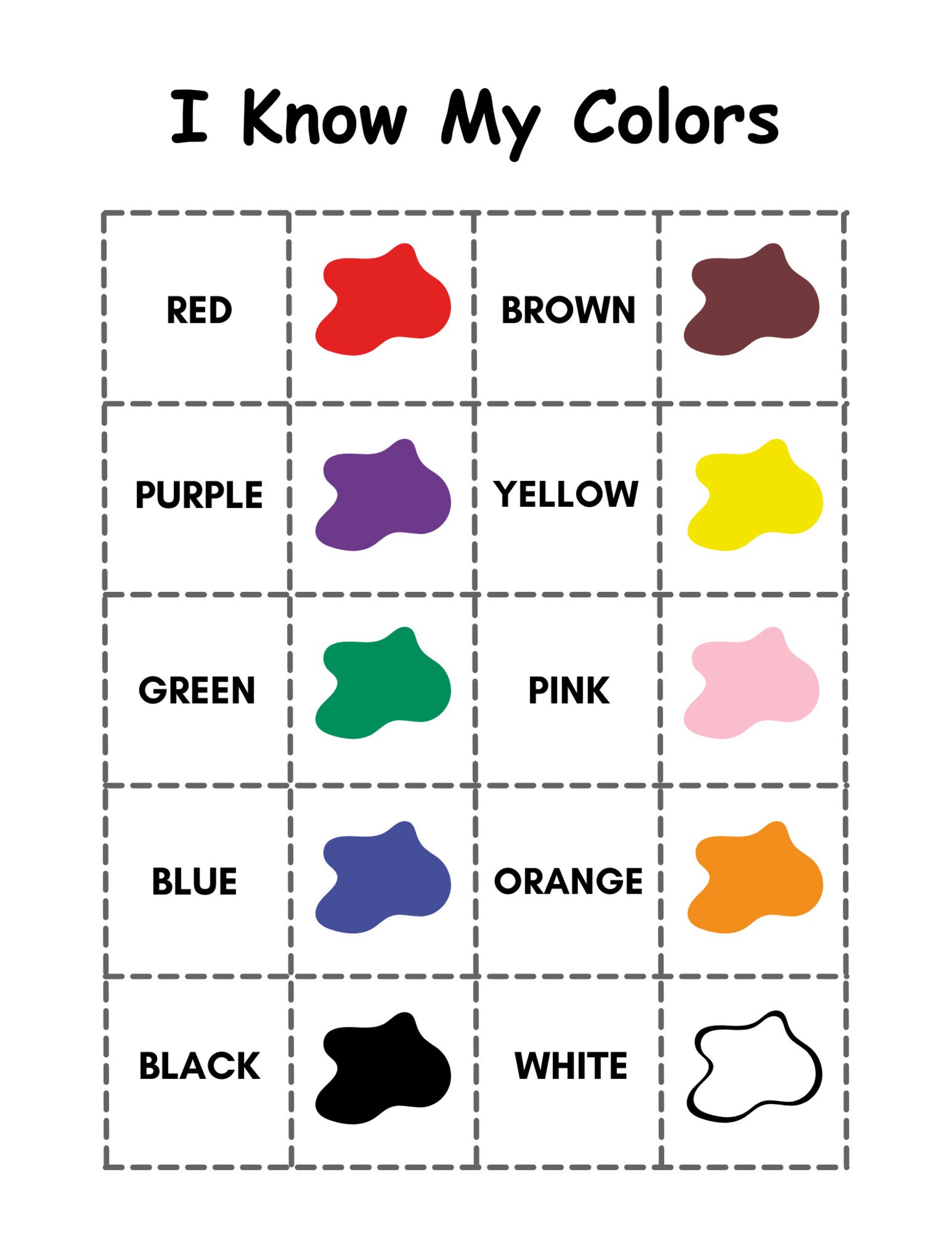 Printable i Know My Colors Worksheet - Etsy