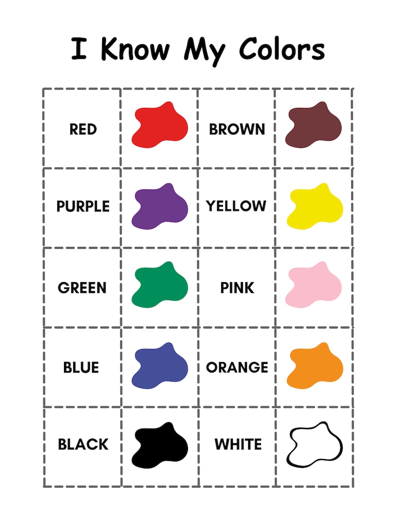 Printable i Know My Colors Worksheet - Etsy