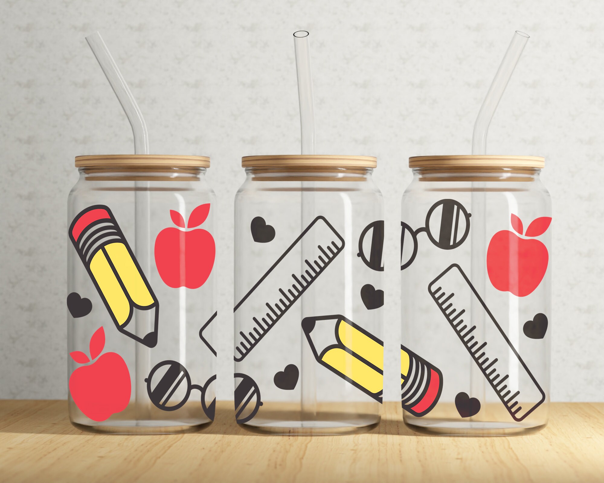 Teacher Full Wrap Libbey Glass Shaped 16 OZ Can Glass Svg | Libbey ...