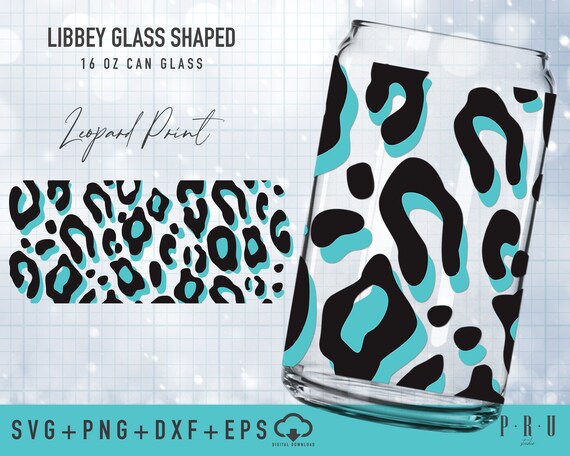 Leopard Print Full Wrap Libbey Glass Shaped 16 OZ Can Glass | Etsy