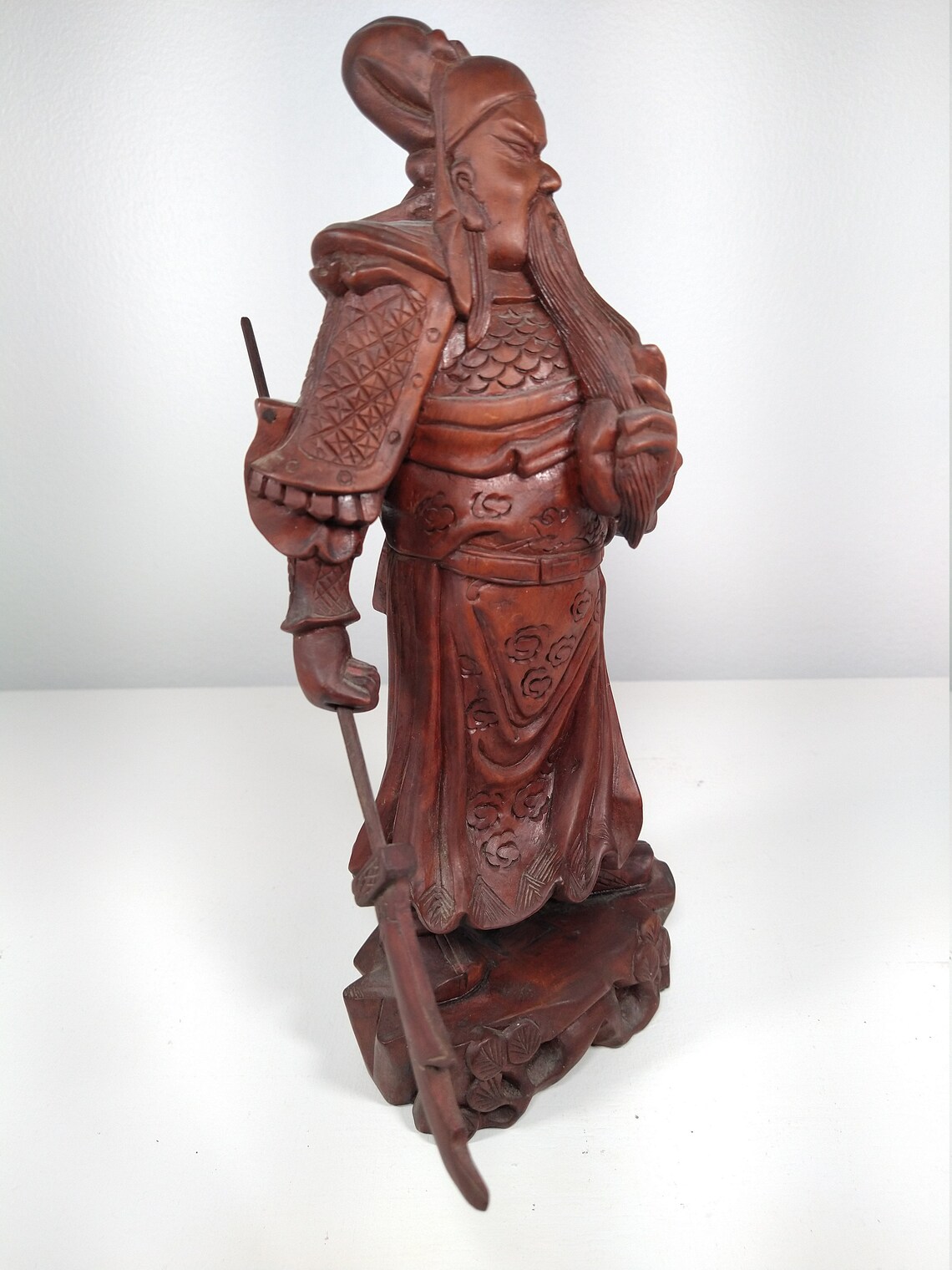 Vintage Kwan Yu Wood Statue - Etsy