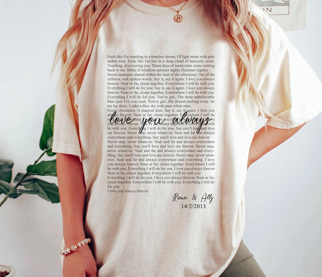 Comfort Colors® Shirt,custom Song Lyrics Shirt, Personalized Lyric ...