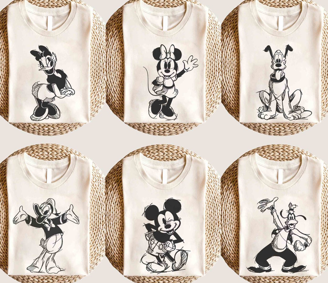 Disney Characters Sketch Custom, Retro Mickey and Friends Shirt, Walt ...