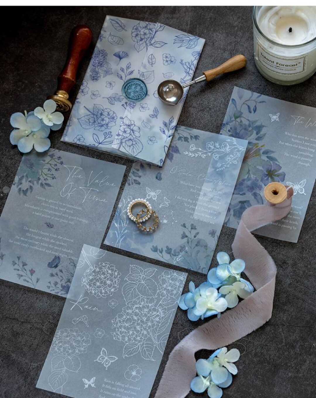 Large Vellum Background Paper Set, Floral Vellum Paper Journal Ephemera ...