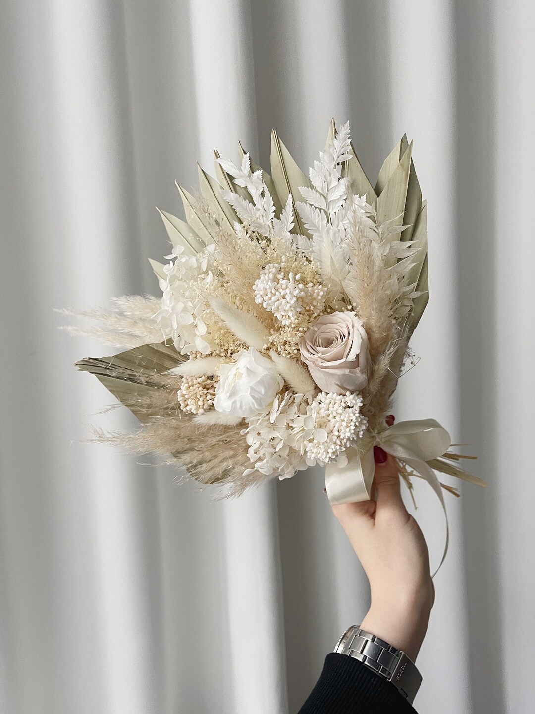 Boho Bridesmaid Bouquet Wedding Bouquet Beige Bridal Bouquet Dusty Rose ...