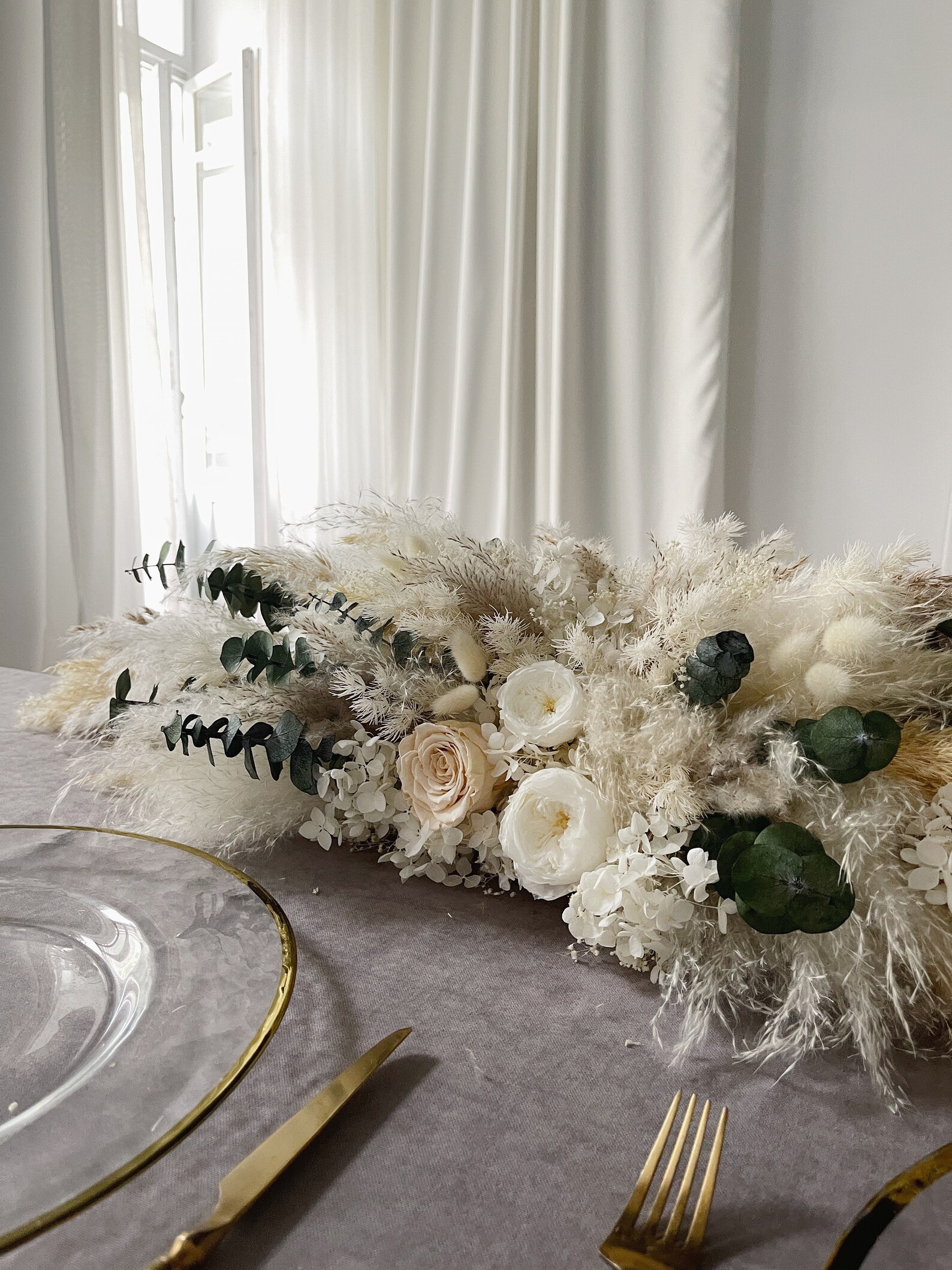 Sweetheart Table Floral Arrangement Dried Flowers Roses - Etsy