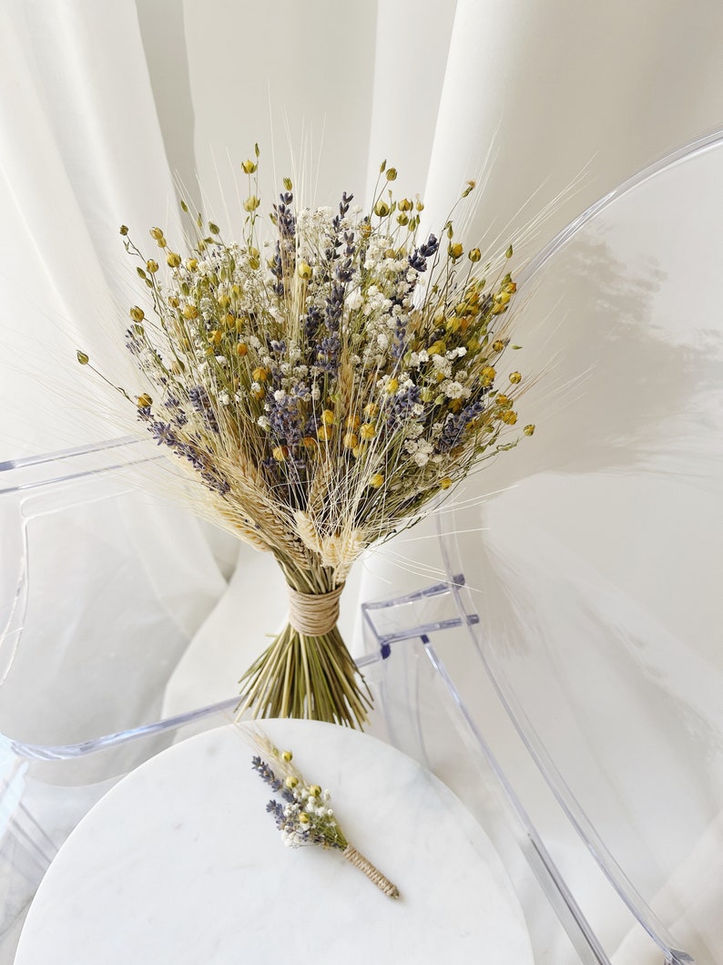 Wildflower Rustic Bridal Bouquet Lavender Rustic Wedding Decor - Etsy